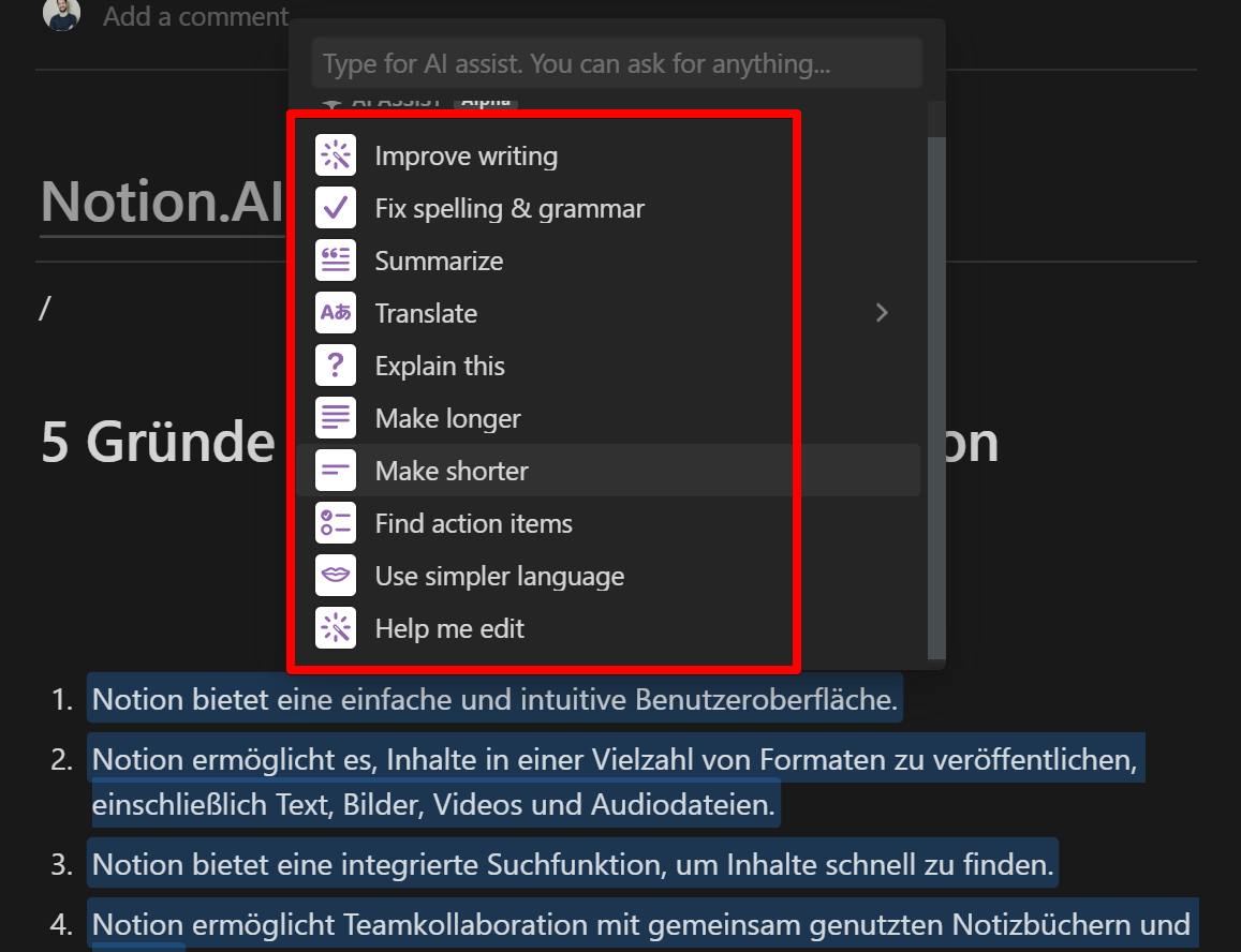 NotionAI - KI-Funktionen für Notion - Jens.Marketing