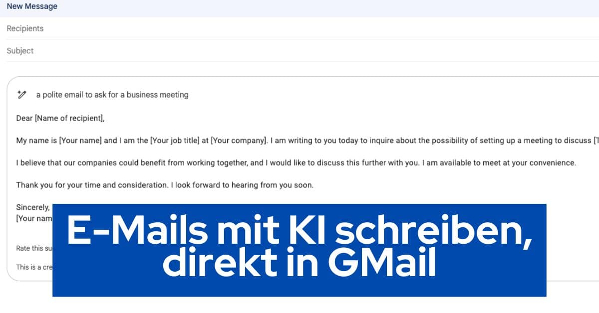 E-Mails mit KI schreiben - neue GMail Funktion - Jens.Marketing
