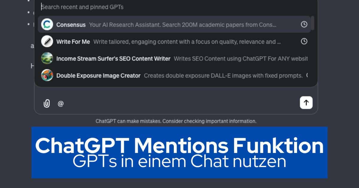 GPT Mentions verbindet GPTs - neue ChatGPT Funktion ausgerollt - Jens.Marketing